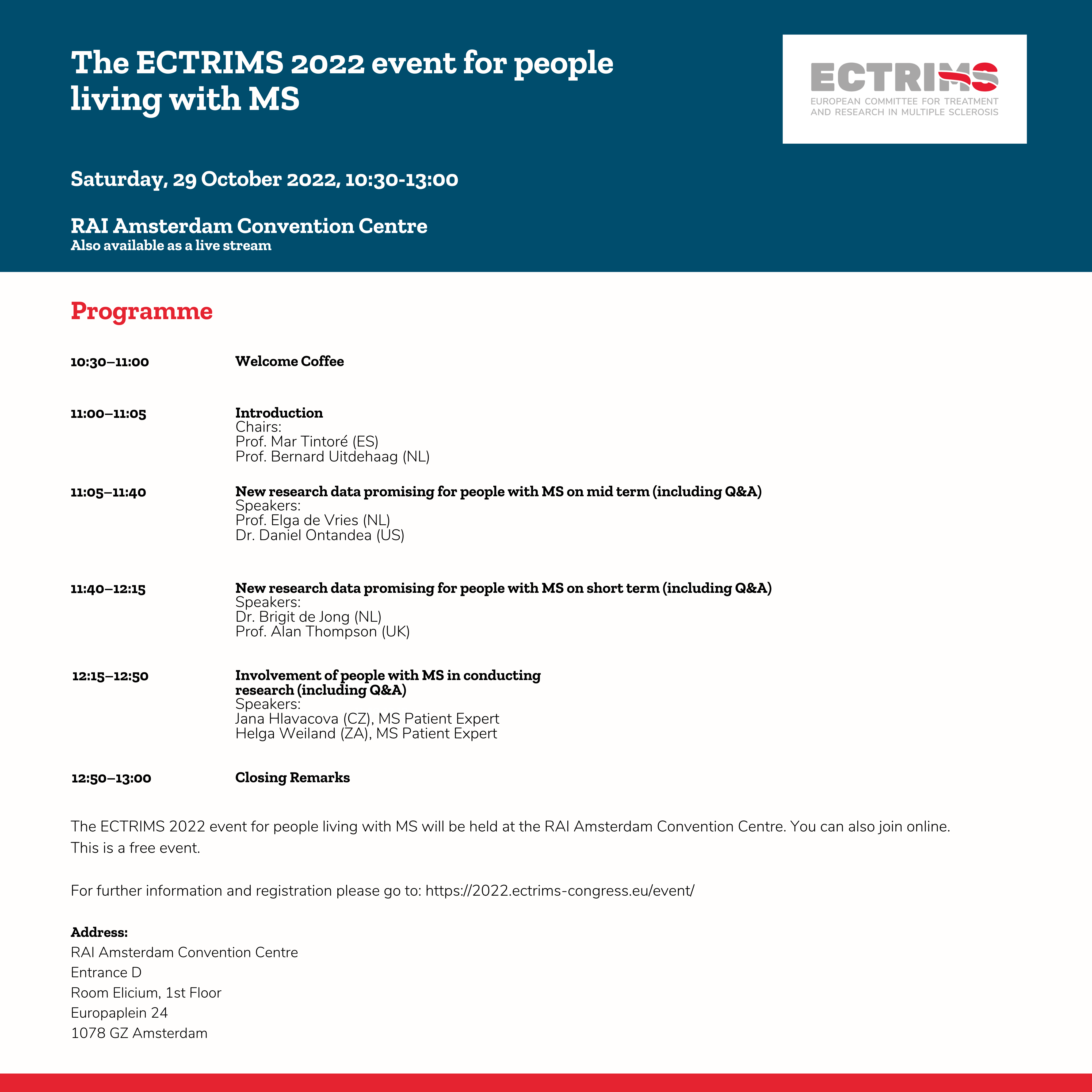 The ECTRIMS 2022 event for people living with MS - EMSP